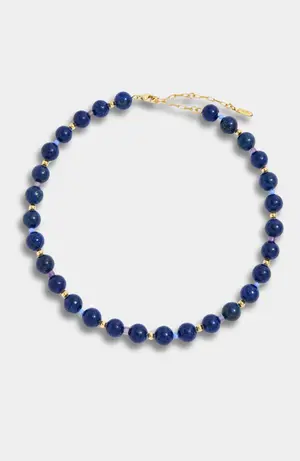 Stella & Dot Dot Necklace In Lapis Lazuli And Amethyst - Blue