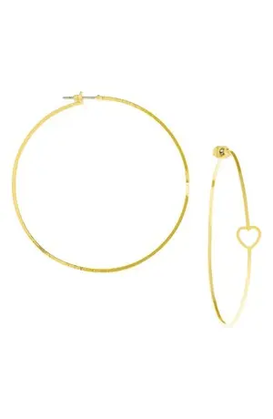 MARLYN SCHIFF Heart Hoop Earrings - Gold Plated