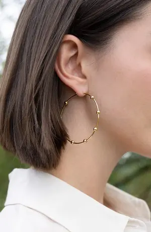 MARLYN SCHIFF Ball Hoop Earrings - Gold