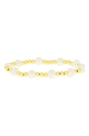 MARLYN SCHIFF Mellie Cultured Pearl & Bead Stretch Bracelet - Gold