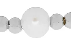 MARLYN SCHIFF Mellie Cultured Pearl & Bead Stretch Bracelet - Silver