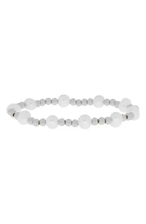 MARLYN SCHIFF Mellie Cultured Pearl & Bead Stretch Bracelet - Silver