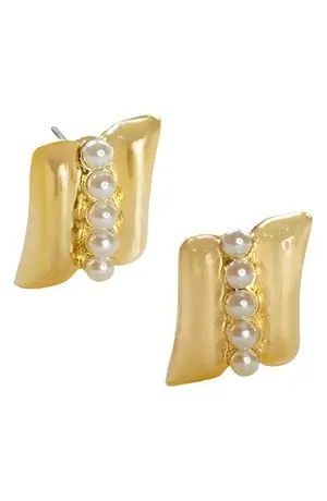 MARLYN SCHIFF Mellie Faux Pearl Earrings - Gold