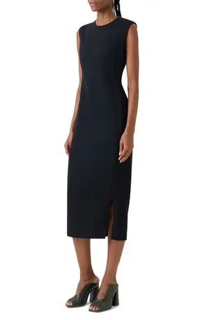 Akris Sleeveless Zip Slit Wool Blend Sheath Dress