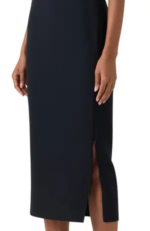 Akris Sleeveless Zip Slit Wool Blend Sheath Dress