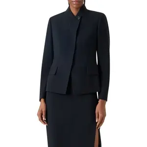 Akris Asymmetric Wool Blend Double Face Jacket With Shawl Collar - Black