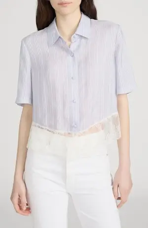 FRAME The Stripe Silk Shirt - Chambray Multi