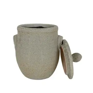 FORESIDE HOME AND GARDEN Distressed Terracotta Canister With Lid