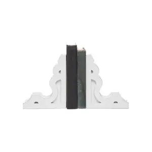 FORESIDE HOME AND GARDEN Set Of 2 Wood Corbel Bookendsforeside Home & Garden - White