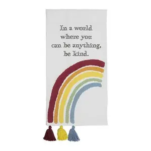 FORESIDE HOME AND GARDEN Be Kind Rainbow Multi Cotton Tea Towel - Red