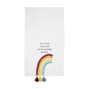 FORESIDE HOME AND GARDEN Be Kind Rainbow Multi Cotton Tea Towel