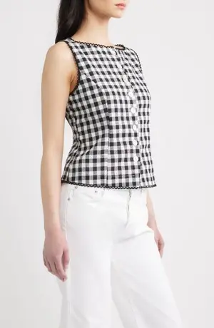 A.REN Maelle Gingham Button-up Top