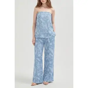 NUAJE NUAJE Rhea Wide-leg Linen Pants - Blue