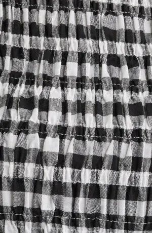 A.REN Two Tone Gingham Smocked Midi Dress