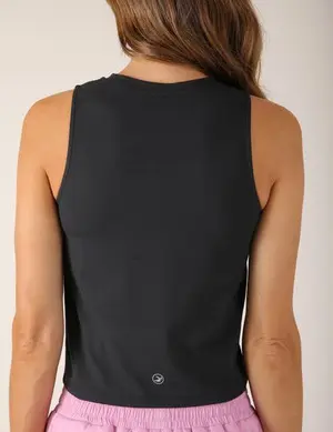 GLYDER Align Tank Performance Knit Cropped Silhouette - Black
