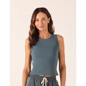 GLYDER Align Tank Performance Knit Cropped Silhouette - Slate