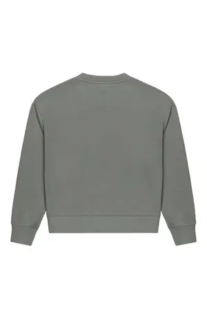 DALIX Embroidered Ghost & Hearts Relaxed Fleece Crewneck Sweatshirt - Shadow
