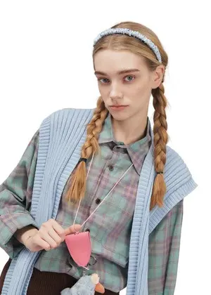 OLAH Scrunched Silk Skinny Headband - Blue