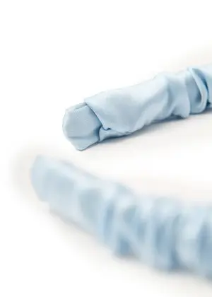 OLAH Scrunched Silk Skinny Headband - Blue