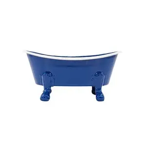 FORESIDE HOME AND GARDEN Enamel Bathtub Soap Dish Planter Metal - Blue