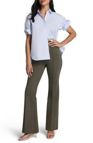 Spanx High Waist Flare Leg Stretch Ponte Pants - Dark Pine