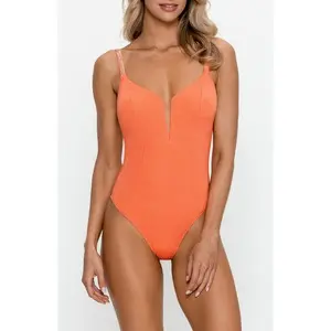 PS BY CUPSHE One-piece Swimsuit With Rhinestone Straps - Orange