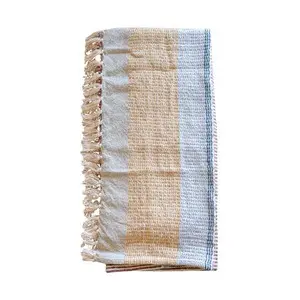 FORESIDE HOME AND GARDEN Hand Woven Throw Blanket Multi Color Cotton