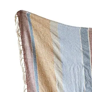 FORESIDE HOME AND GARDEN Hand Woven Throw Blanket Multi Color Cotton