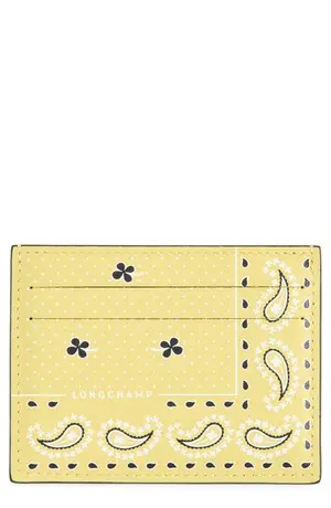 Longchamp Pocket Bandana Leather Card Holder - Lime