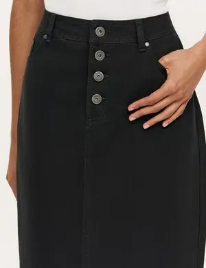 FINERY LONDON Beth Cotton Button-front Midi Skirt - Black