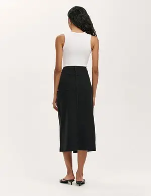 FINERY LONDON Beth Cotton Button-front Midi Skirt - Black