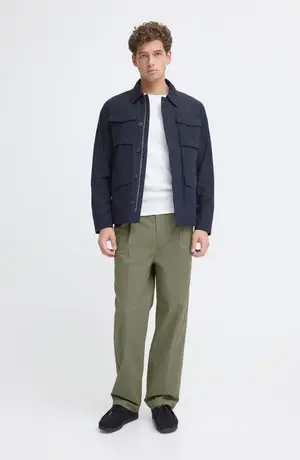 CASUAL FRIDAY Pleated Straight-leg Chinos
