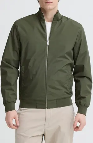 CASUAL FRIDAY Lightweight Zip-up Windbreaker Jacket With Rib-knit Trims - Beetle