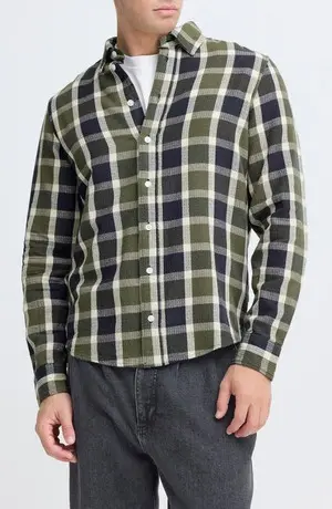 CASUAL FRIDAY Check Regular Fit Cotton Button-up Shirt - Beetle
