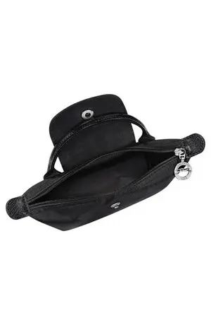 Longchamp Le Pliage Cosmetic Case With Textured Leather Trim - Black