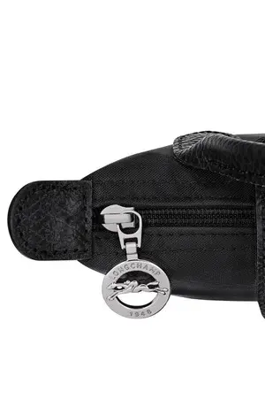 Longchamp Le Pliage Cosmetic Case With Textured Leather Trim - Black