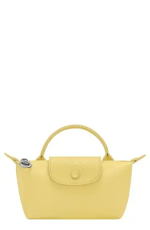Longchamp Le Pliage Cosmetic Case With Textured Leather Trim - Lime