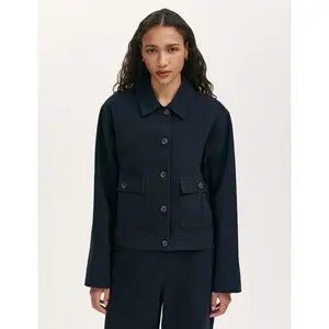 FINERY LONDON Kelsie Cotton Canvas Button-front Jacket - Navy