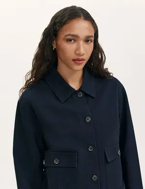 FINERY LONDON Kelsie Cotton Canvas Button-front Jacket - Navy