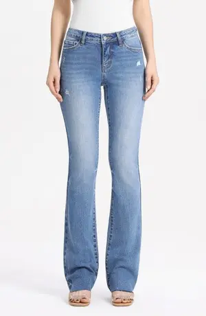 BAYEAS Low Rise Bootcut Jeans With Distressed Details