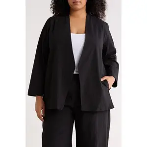 Eileen Fisher Open Front Stretch Cotton Jacket
