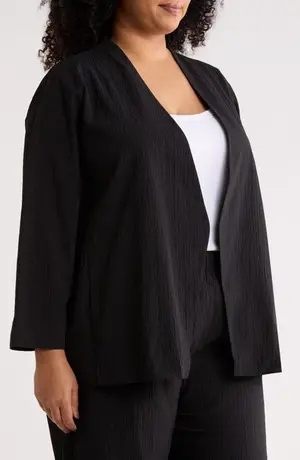 Eileen Fisher Open Front Stretch Cotton Jacket