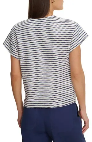 NIC+ZOE Diamond Stripe V-neck Short Sleeve Top