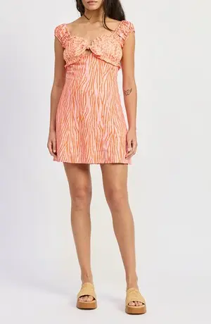 JACQUIE THE LABEL Vicky Mixed Media Zebra Print Mini Dress