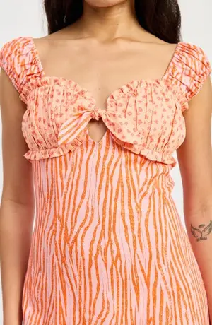 JACQUIE THE LABEL Vicky Mixed Media Zebra Print Mini Dress