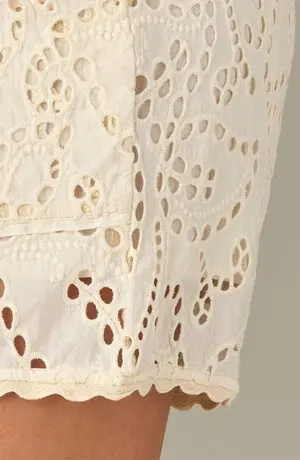 Wit & Wisdom Cotton Eyelet Shorts - Ecru
