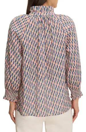 NIC+ZOE Cotton Crinkle Printed Button-up Shirt