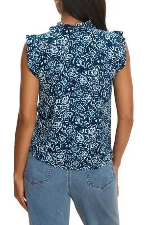 NIC+ZOE Shibori Print Ruffle Sleeveless Top