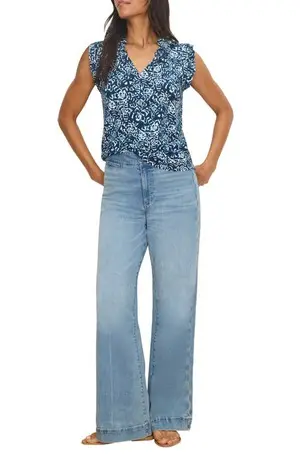 NIC+ZOE Shibori Print Ruffle Sleeveless Top