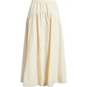 Theory Cotton Blend Midi Skirt - Almond